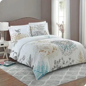 Best Cotton Percale Bird Duvet Cover Set White 3 Piece Alpha Textile